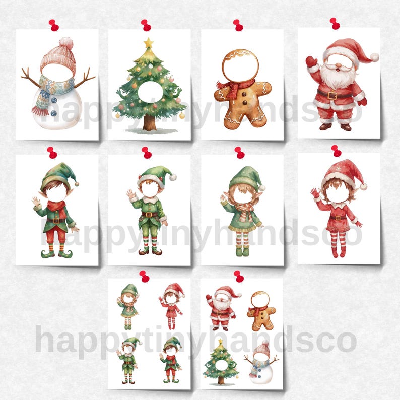 Christmas Photo Clipart Pack, Santa, Elf & Holiday Character Frames ...