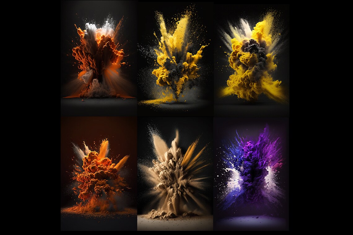 Colorful Explosion Digital Backdrop Overlays, Colorful Dust Backdrops ...