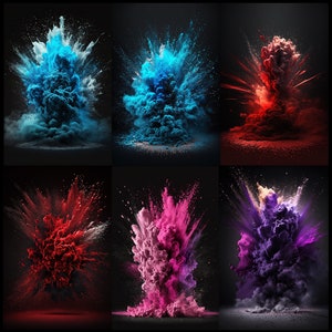 Colorful Explosion Digital Backdrop Overlays, Colorful Dust Backdrops ...