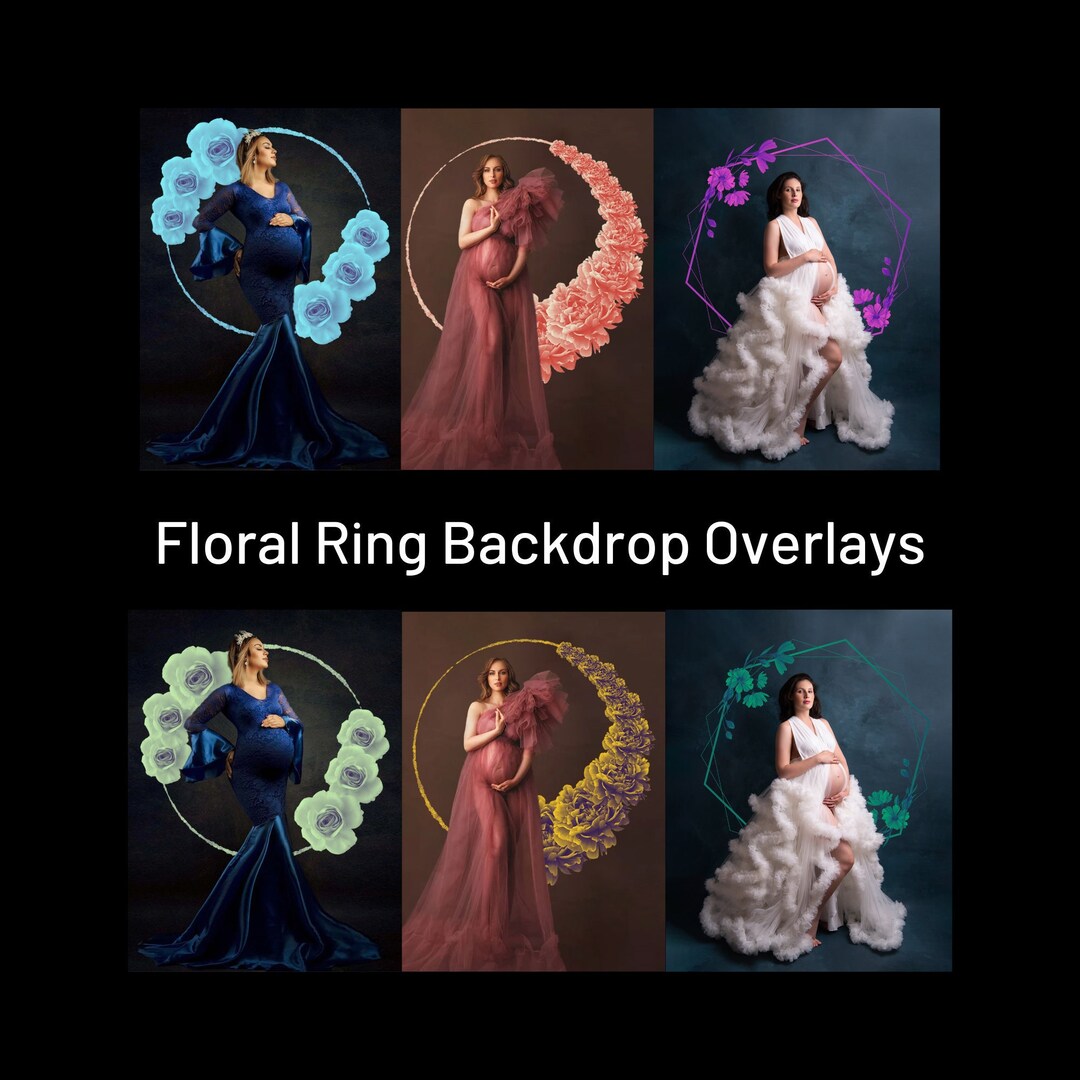 Floral Ring Backdrop Overlays, Maternity Overlays for Photoshop, Ring ...