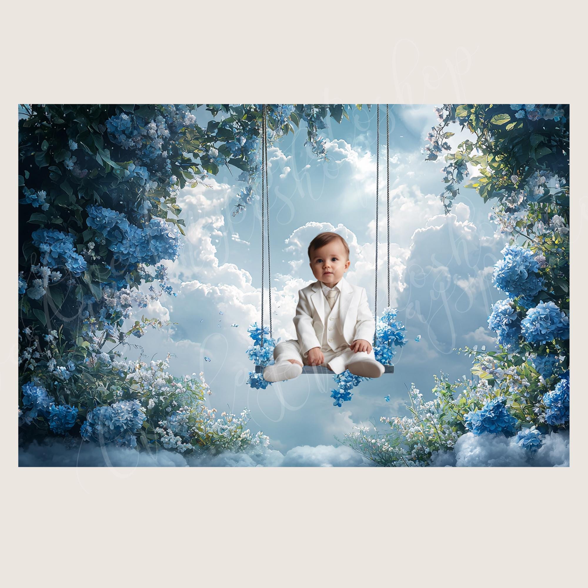 Blue Swing Background, Flowers Swing Digital Backdrop, Digital ...