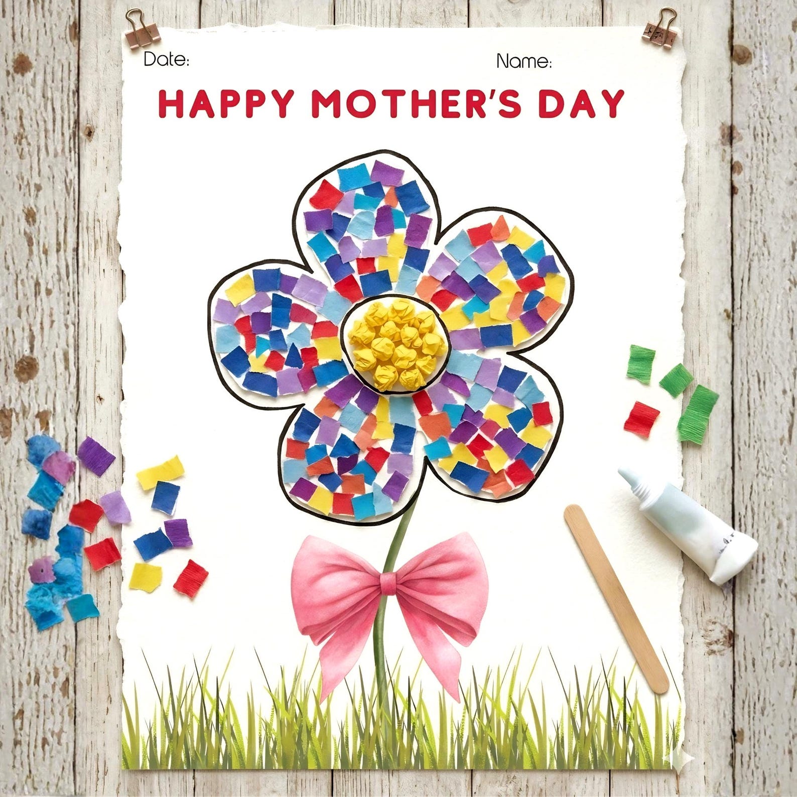 Happy Mothers Day Flower Craft Template, Fine Motor Activity, Preschool ...