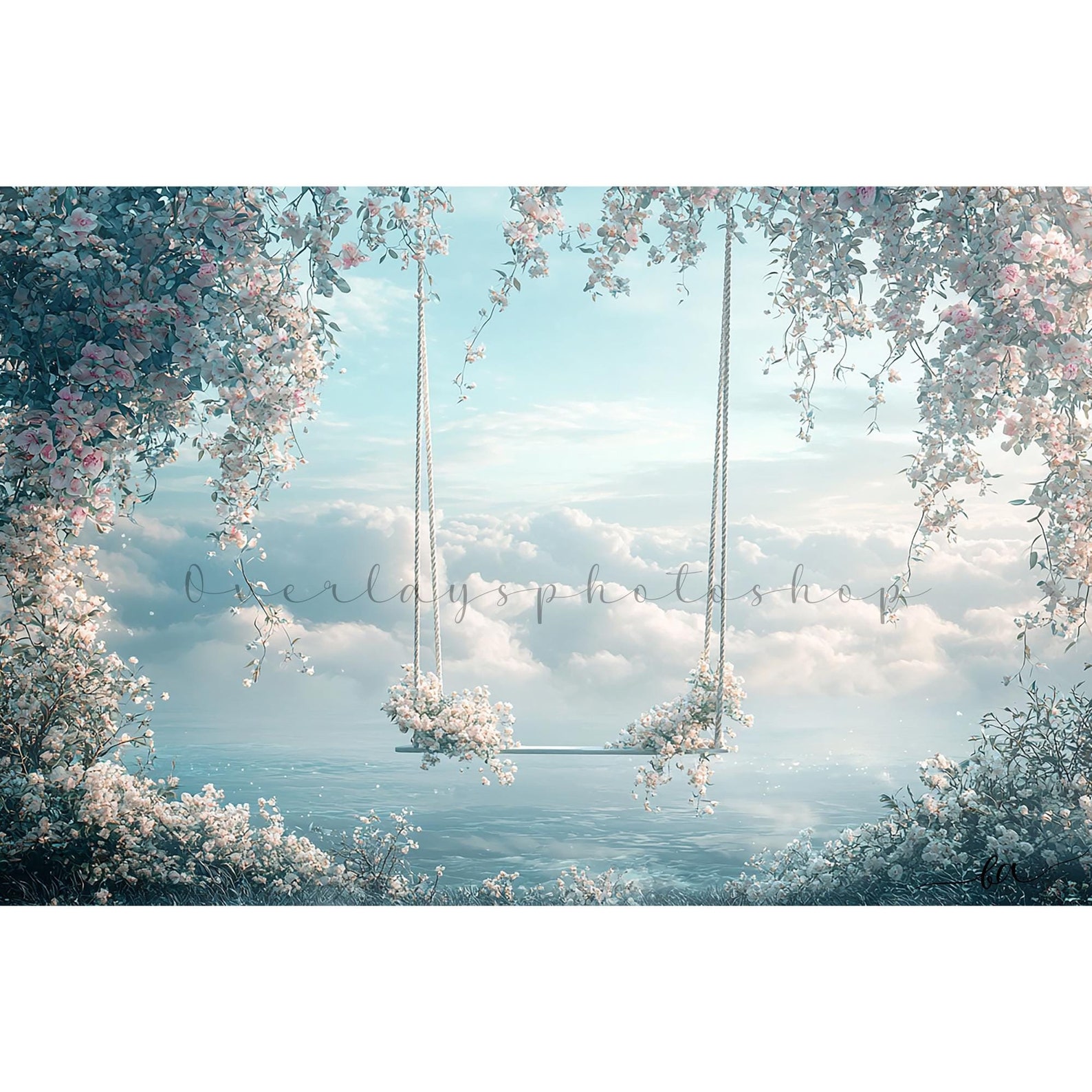 Flower Swing Digital Backdrop, Sea Swing Background, Digital Background ...