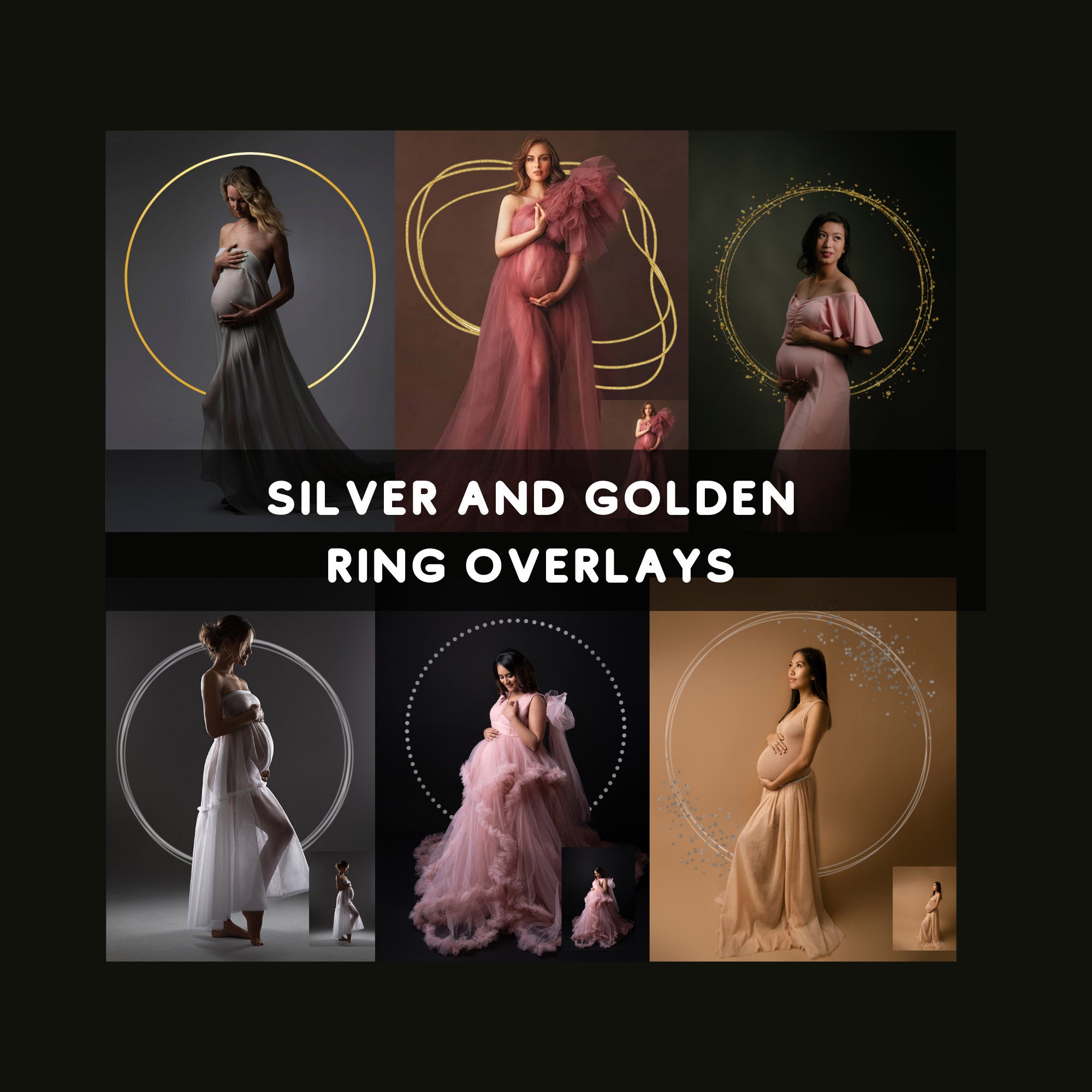 Silver and Gold Ring Overlays for Photoshop, Maternity Ring Overlays ...