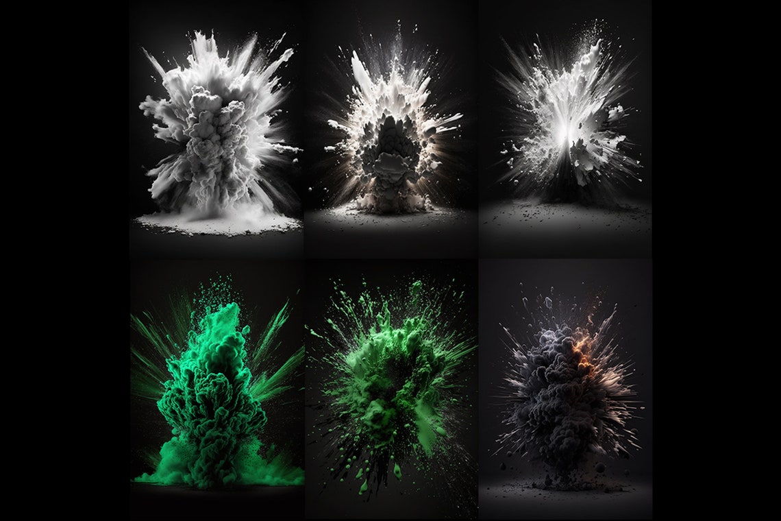 Colorful Explosion Digital Backdrop Overlays, Colorful Dust Backdrops ...