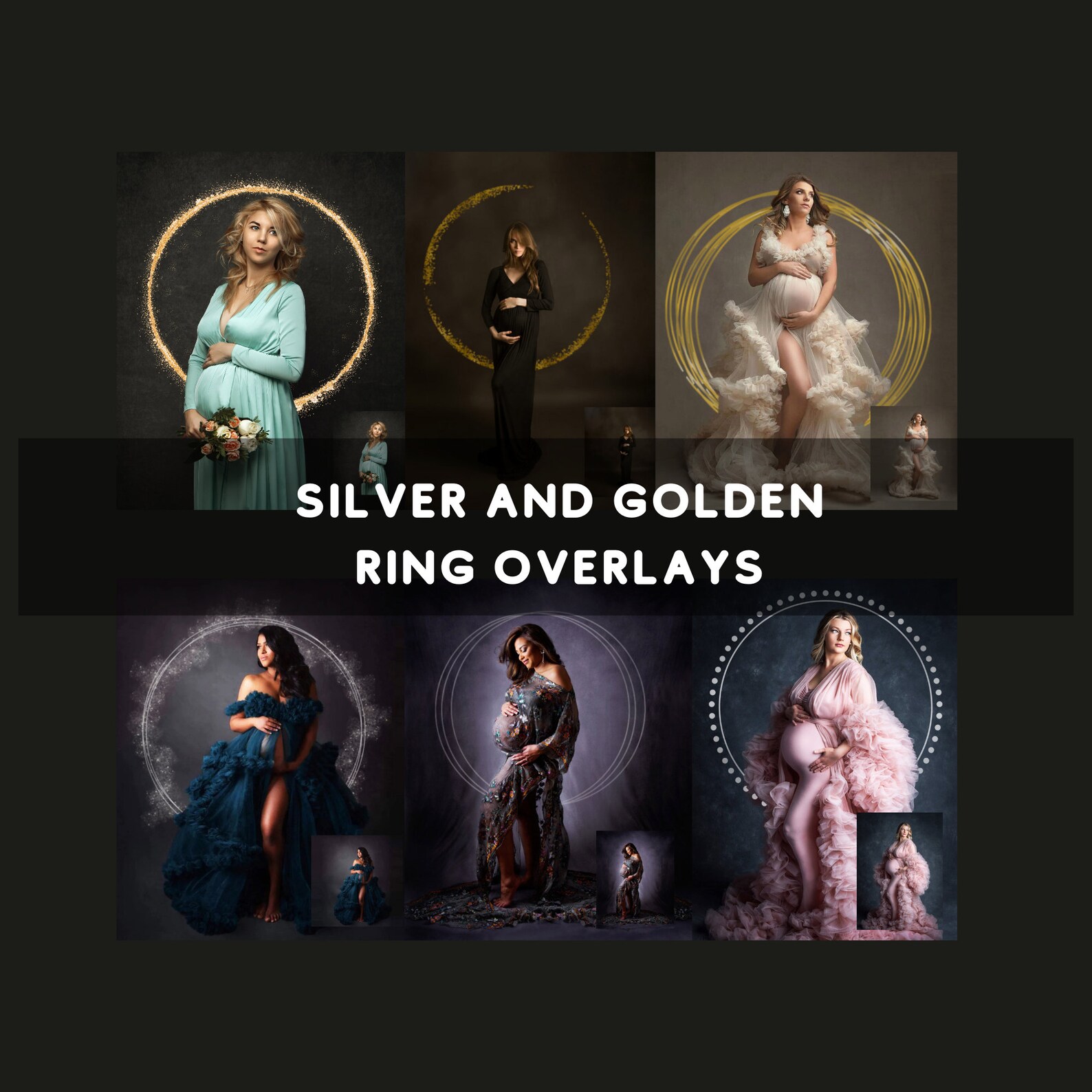 Silver and Gold Ring Overlays for Photoshop, Maternity Ring Overlays ...