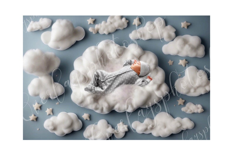 Newborn Digital Backdrop, Cloudy Themed Newborn Digital Background, Citrus Background, Newborn ...