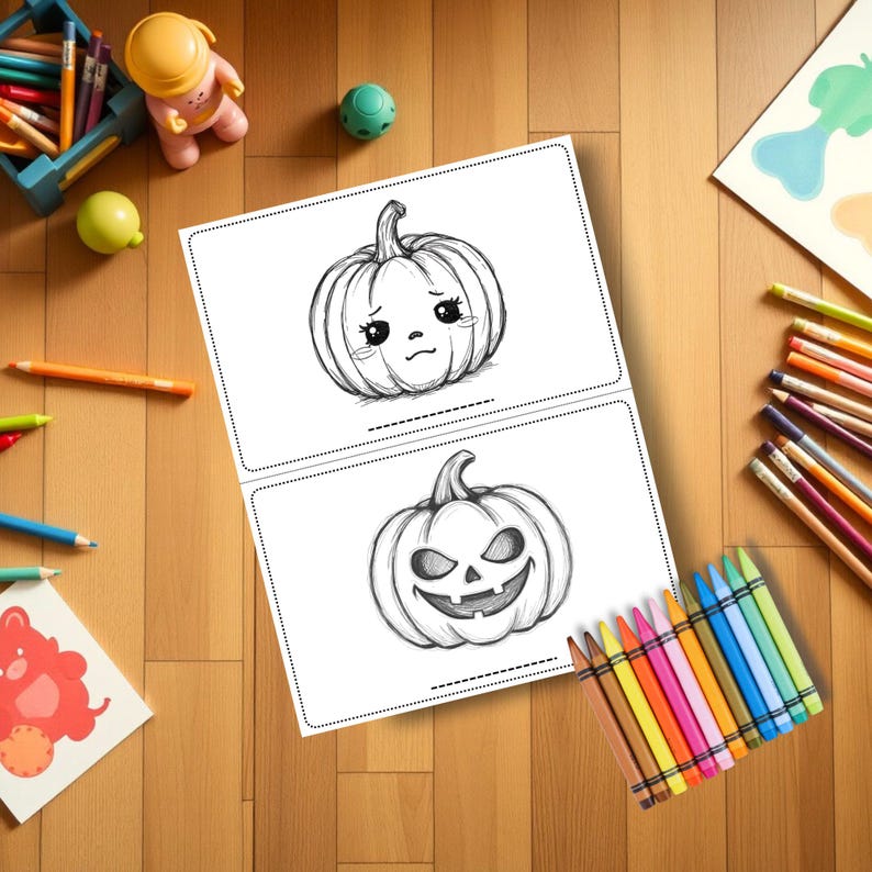 Emotional Pumpkins Coloring Pages for Kids, Halloween Feelings Coloring ...