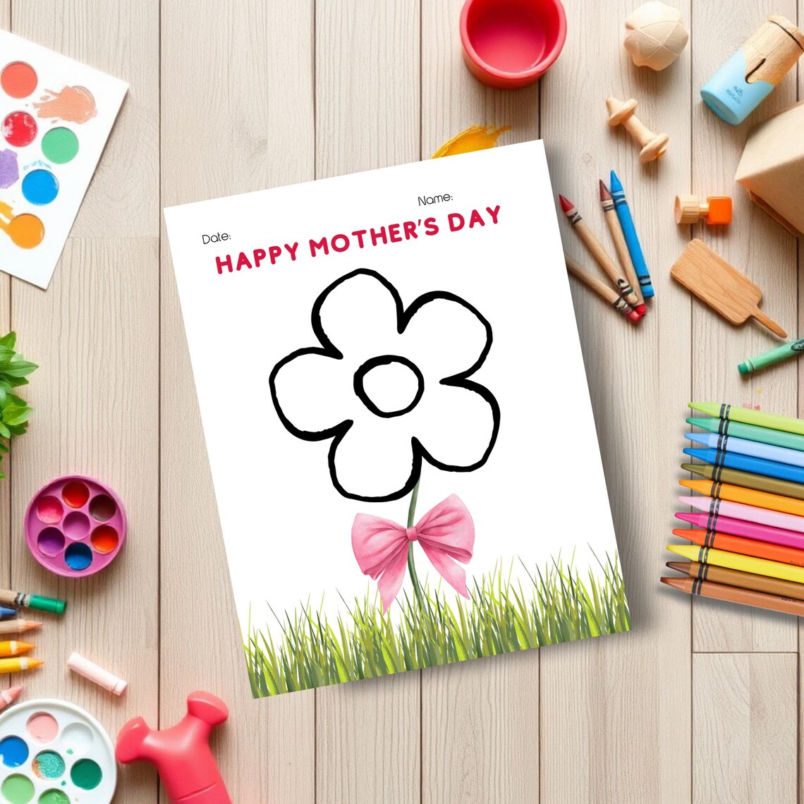 Happy Mothers Day Flower Craft Template, Fine Motor Activity, Preschool ...