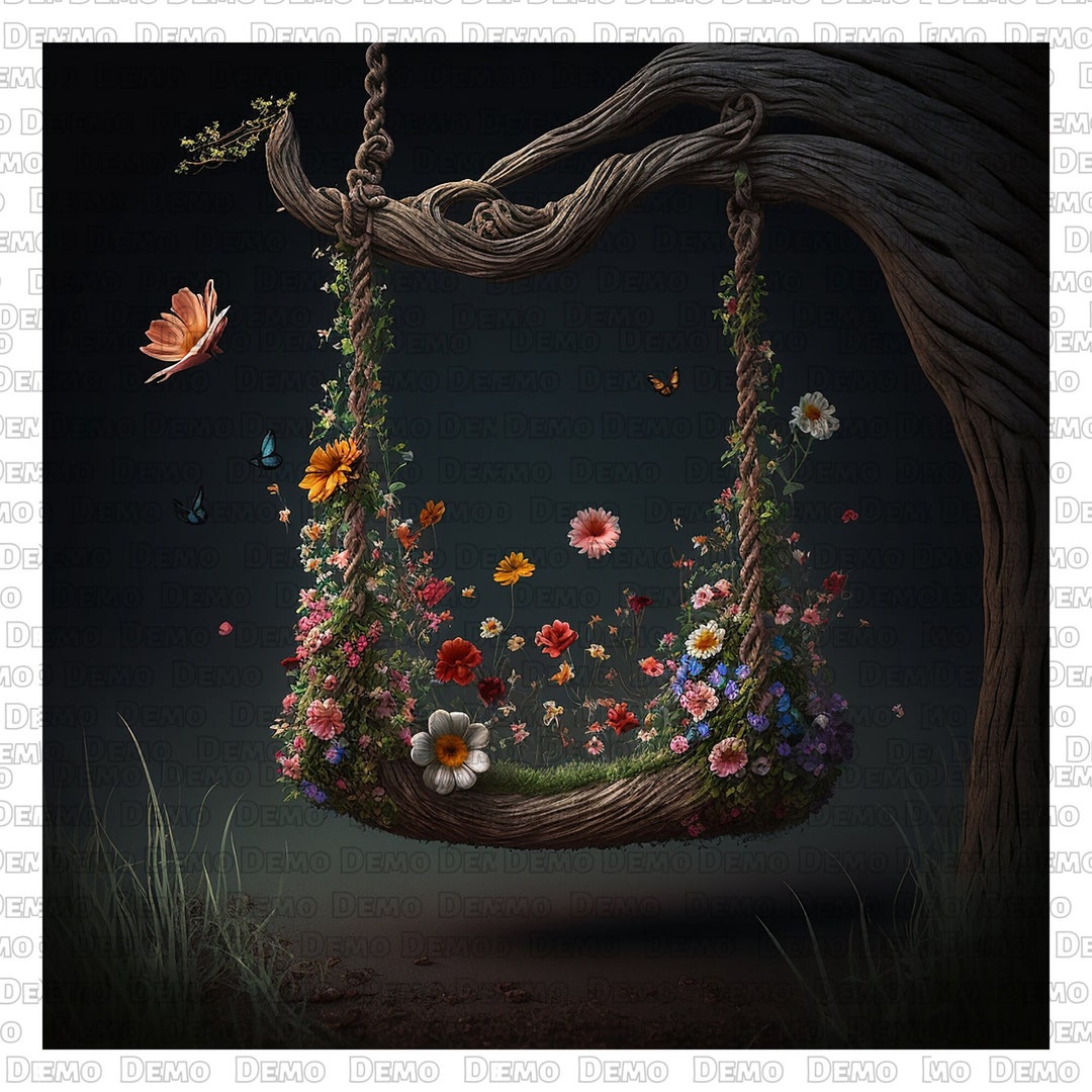 Newborn Digital Swing Background, Strawberry Newborn Digital Backdrop ...