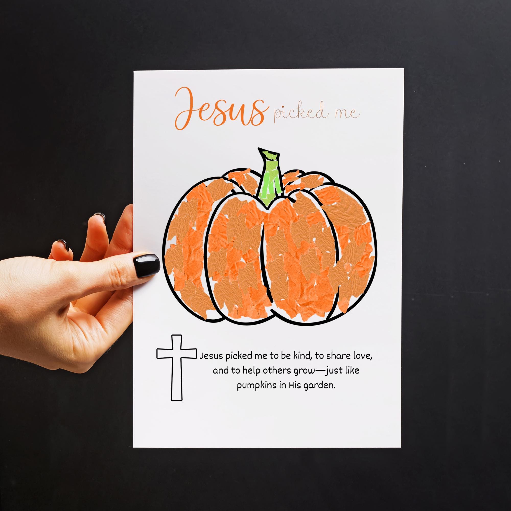 Pumpkin Torn Paper Craft Printable, Fall Bible Lesson Art for Kids ...