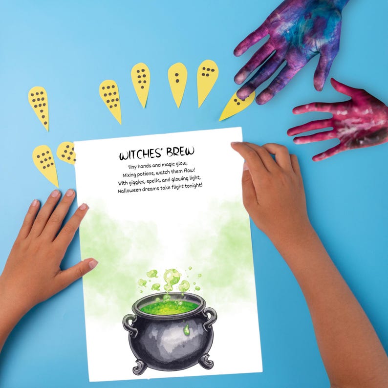 Cauldron Handprint Art, Halloween Witch Craft Printable, Toddler DIY ...