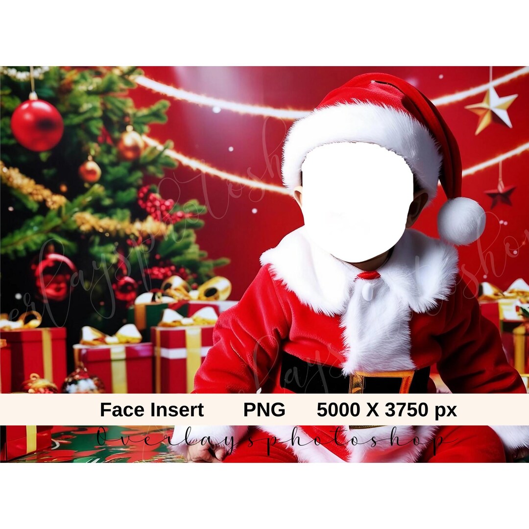 Christmas Newborn Face Insert Digital Backdrop, Christmas Add Face ...