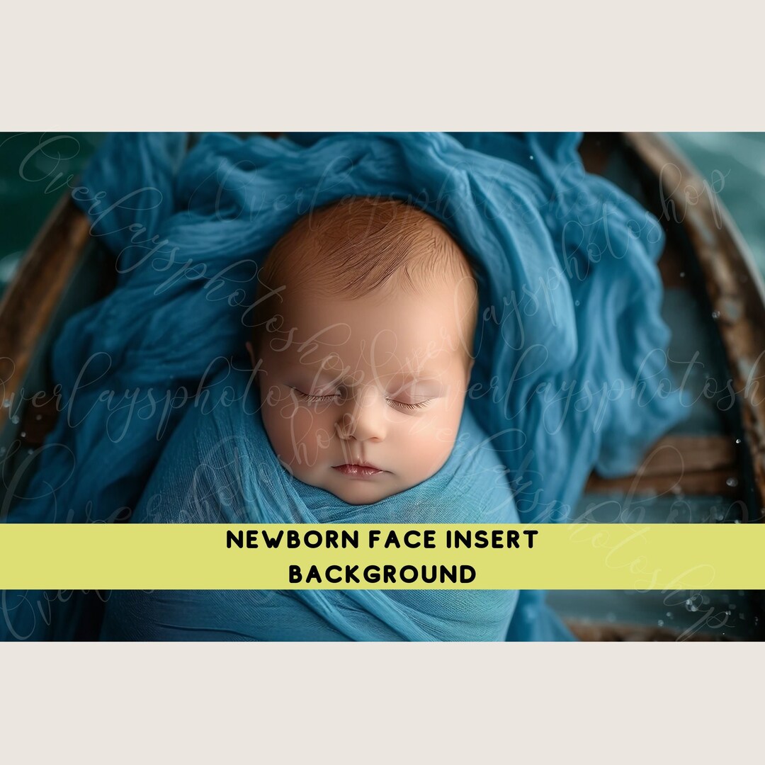 Newborn Face Insert Digital Backdrop, Sea Baby Add Face Background ...