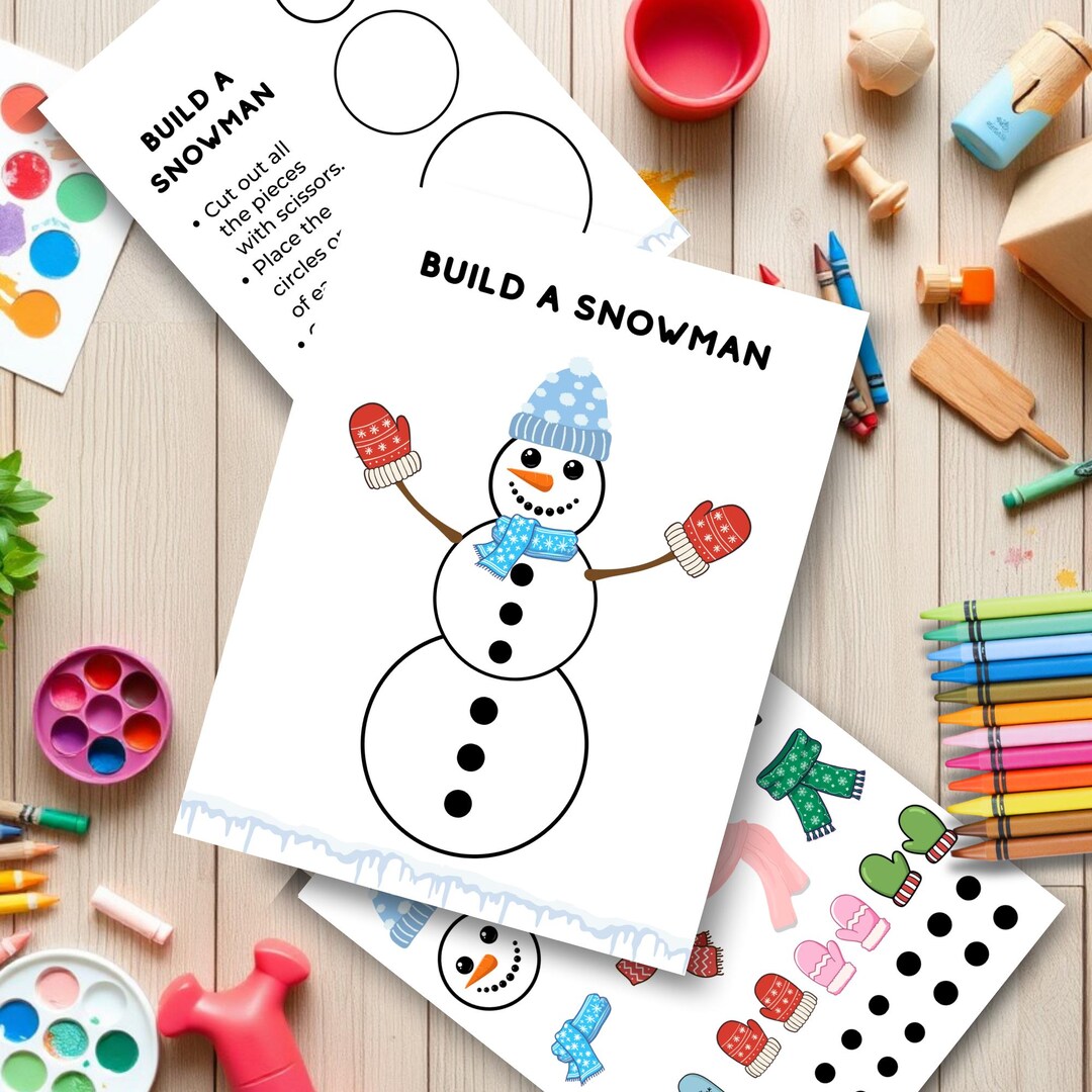 Build a Snowman Craft, Printable Winter Activity Printable, Preschool ...