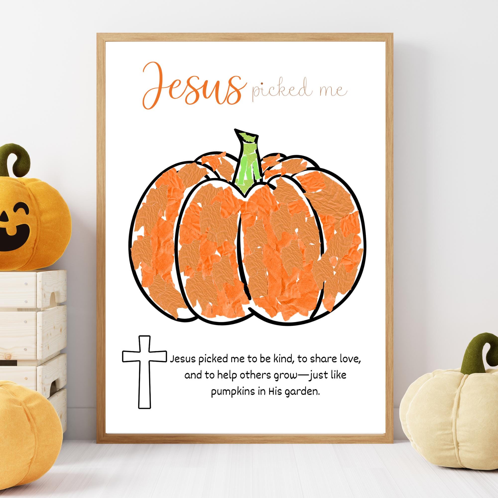 Pumpkin Torn Paper Craft Printable, Fall Bible Lesson Art for Kids ...