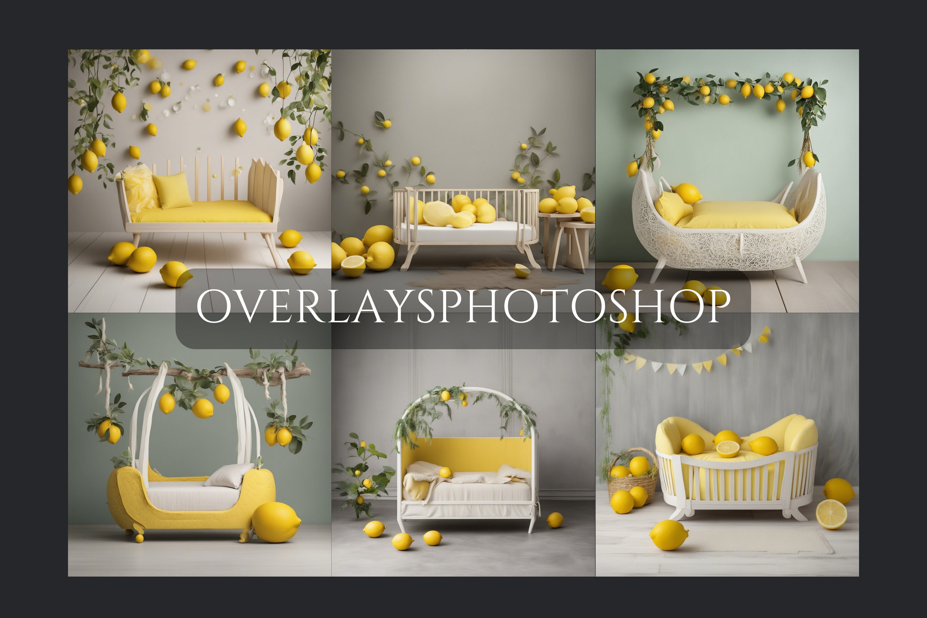 Newborn Digital Backdrop Bundle, Lemon Themed Newborn Digital ...