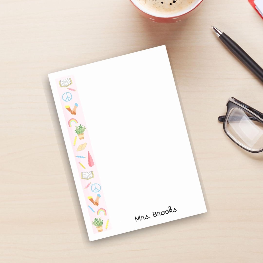 Custom Montessori Sticky Note Pads - 4x6" Personalized Notepads, 50 ...