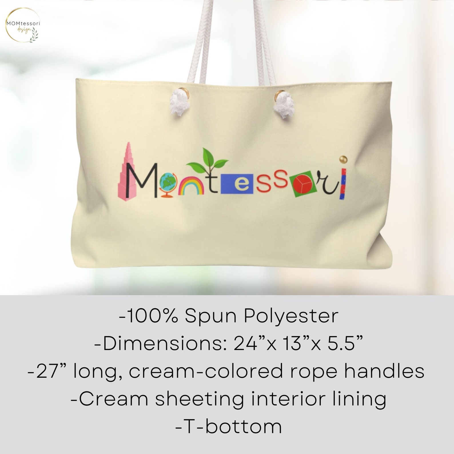 Montessori Weekender Tote Bag, Montessori Teacher Gift, Montessori ...