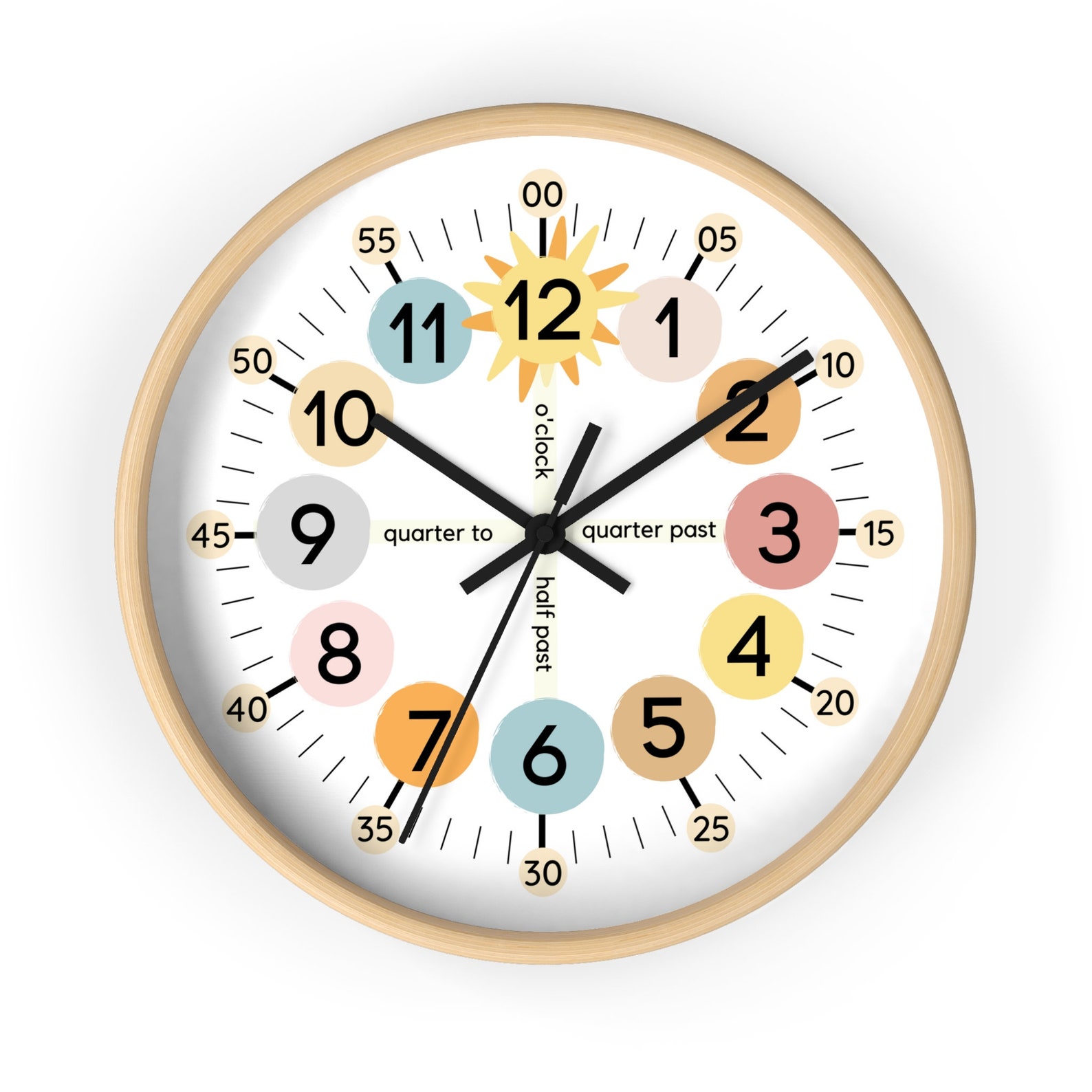 Educational Wall Clock- Unique Classroom Gift, Living Room Playroom ...
