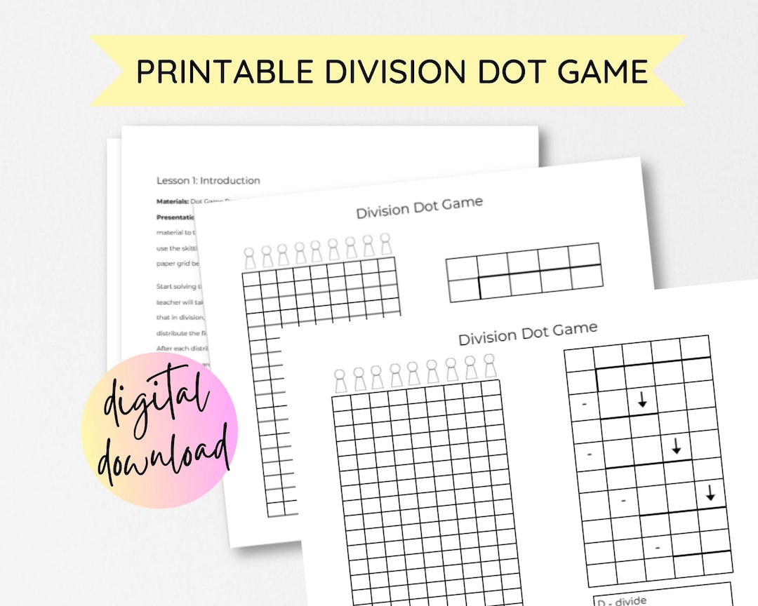 Montessori Division Dot Game Paper - Printable Long Division Math ...
