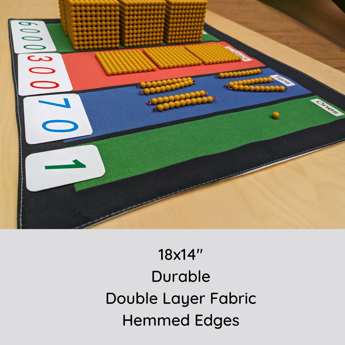 Montessori Golden Bead Place Value Mat, Montessori Math Mat, Cloth ...