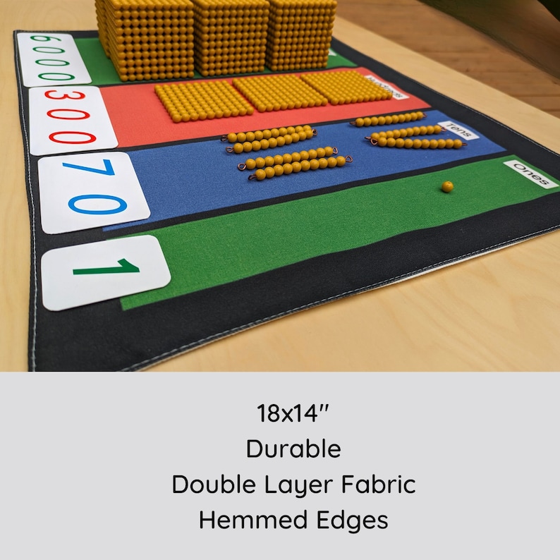 Montessori Golden Bead Place Value Mat, Montessori Math Mat, Cloth ...