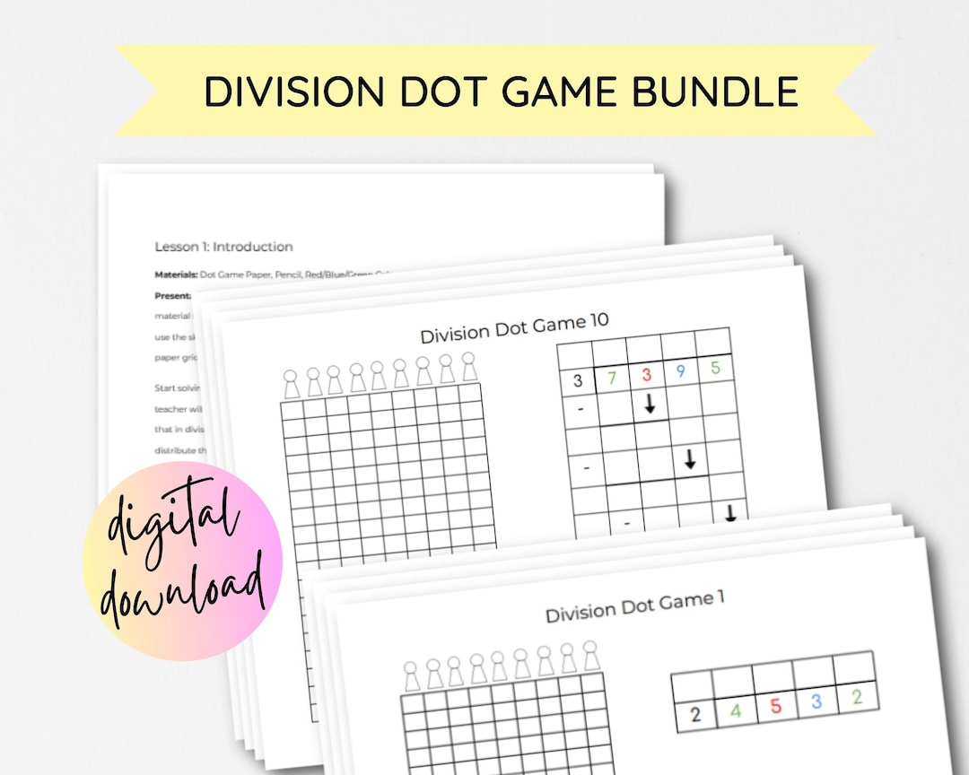Division Dot Game Paper Bundle - Montessori Printable Long Division ...