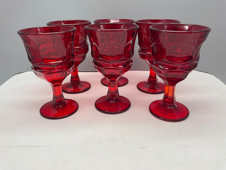 Fostoria Vintage Goblets, Ruby Red, Set of Six. - Etsy