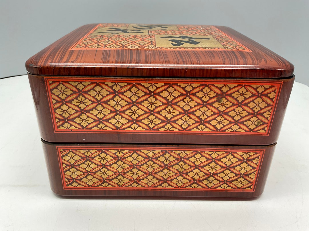 Japanese Lacquerware Box, Double Layer Great Designs - Etsy