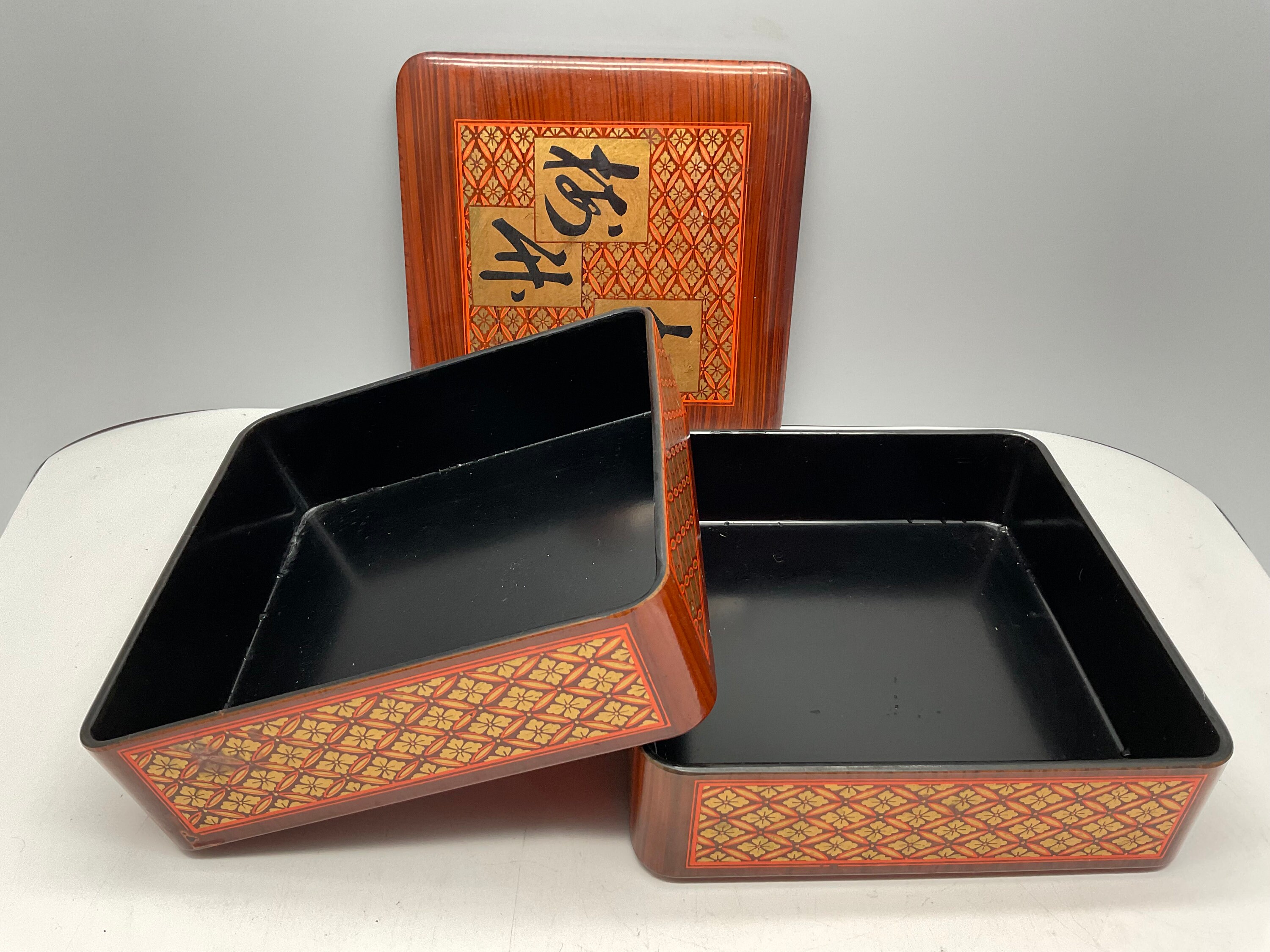 Japanese Lacquerware Box, Double Layer Great Designs - Etsy