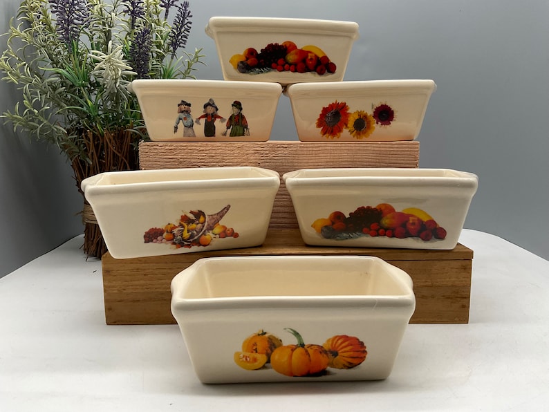 Set of 6 Mini Stoneware Ceramic Glazed Loaf Pans, Baking Dishes. FREE ...