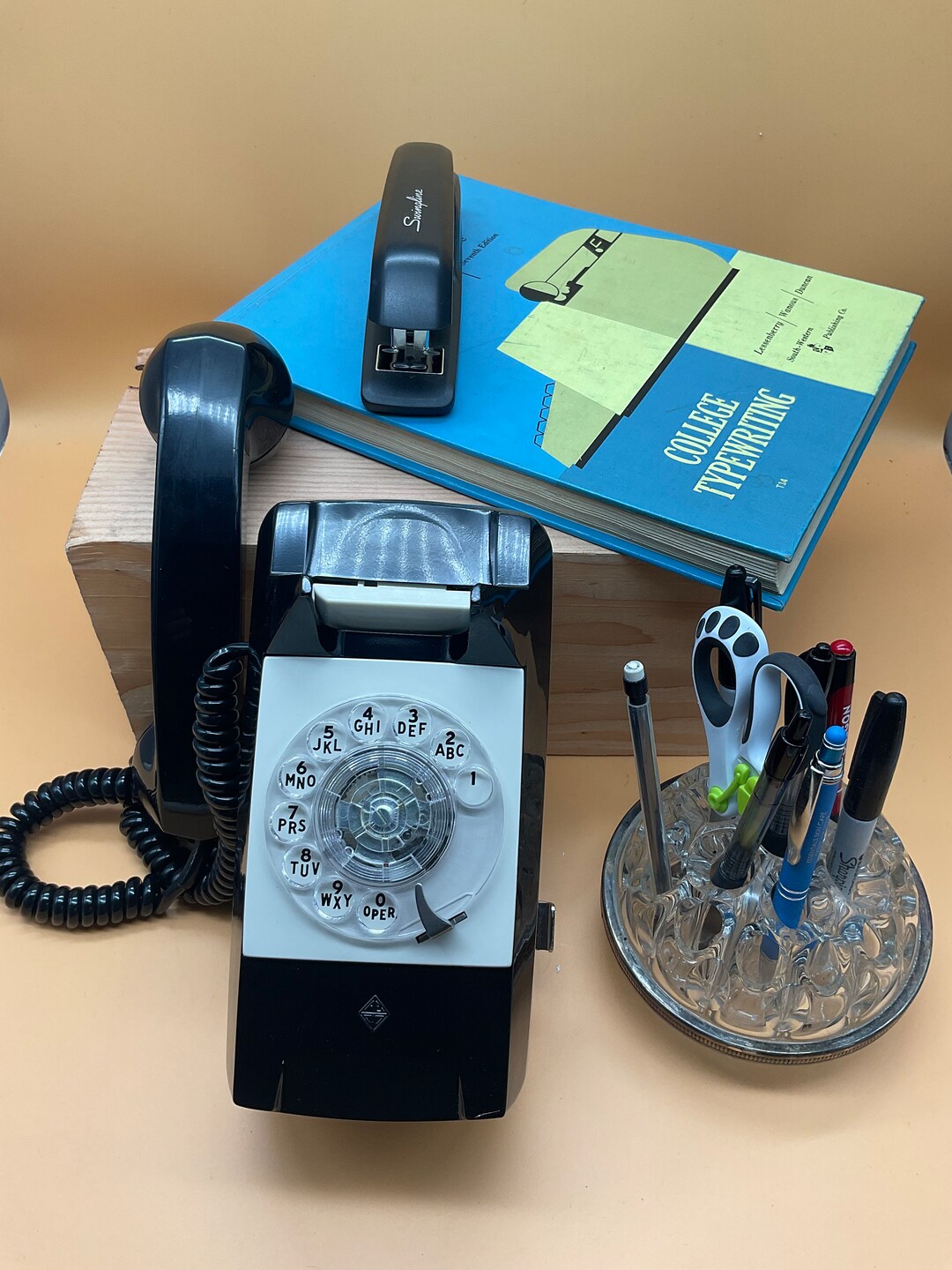 GTE Rotary Dial Telephone, Vintage Black and White Wall Phone. SALE ...