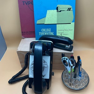 GTE Rotary Dial Telephone, Vintage Black and White Wall Phone. SALE ...