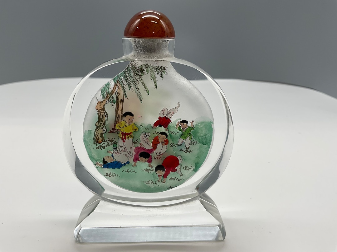 Chinese Art Reverse Painted Snuff Bottle Original Box, Ivory Closure ...