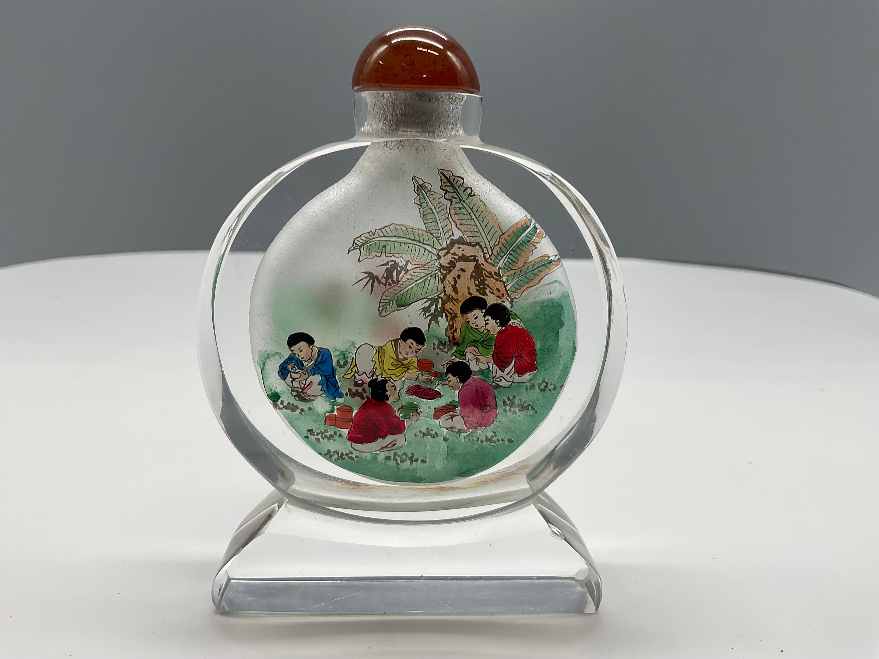 Chinese Art Reverse Painted Snuff Bottle Original Box, Ivory Closure ...