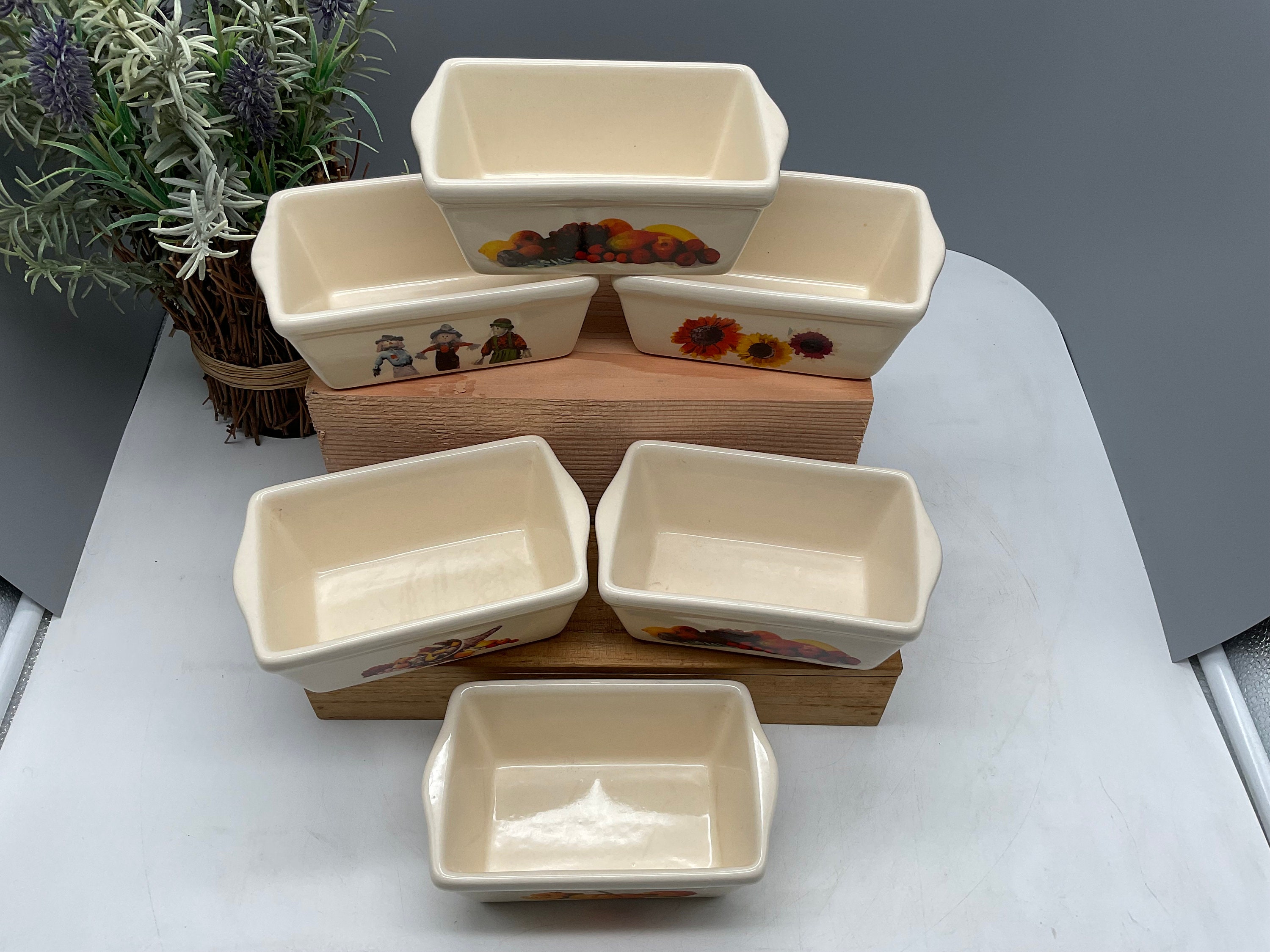 Set of 6 Mini Stoneware Ceramic Glazed Loaf Pans, Baking Dishes. FREE ...