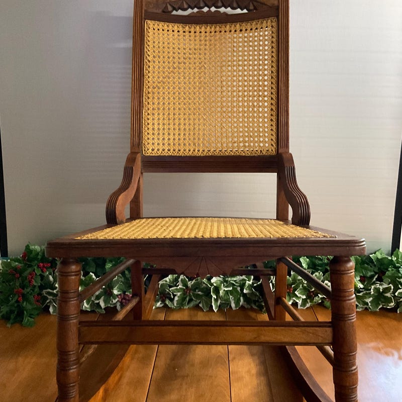 Antique Cane Rocker Furniture - Etsy