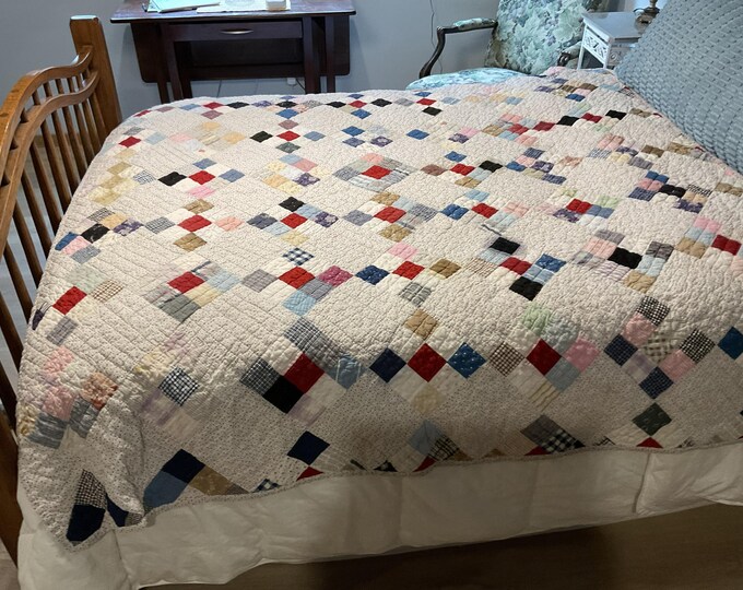 Early 1900's Boston Commons Pattern Quilt, Hand Pieced Hand Stitched ...