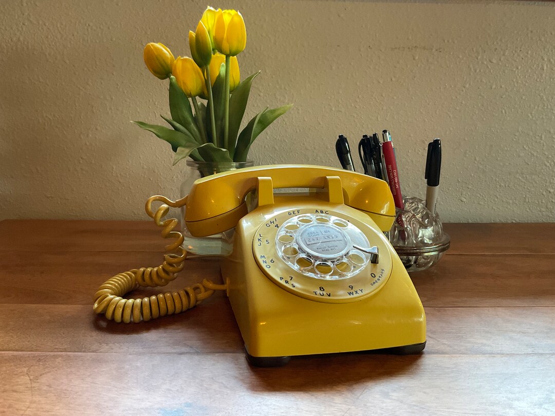 Western Electric Yellow Rotary Dial Phone Vintage - Etsy