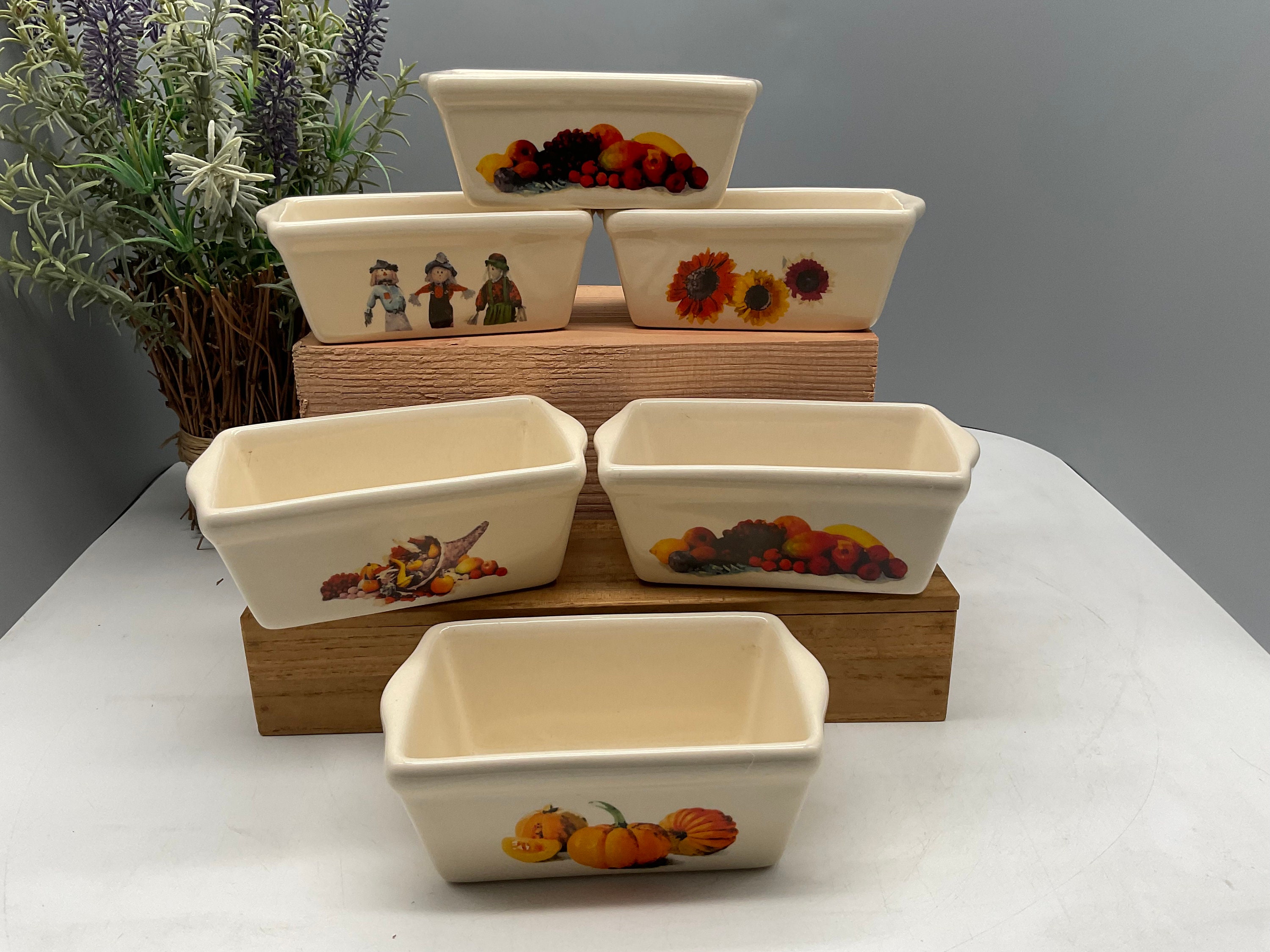 Set of 6 Mini Stoneware Ceramic Glazed Loaf Pans, Baking Dishes. FREE ...