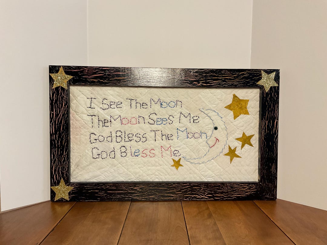 Goodnight Moon Quilt Wall Hanging: Handmade Cedar Frame, Vintage ...