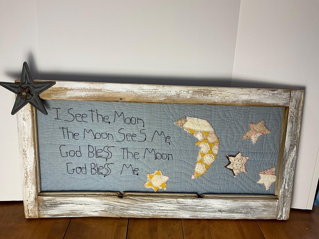 Goodnight Moon Nursery Wall Hanging: Vintage Quilt Embroidery in 1920s ...