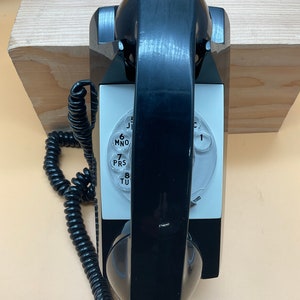 GTE Rotary Dial Telephone, Vintage Black and White Wall Phone. SALE ...