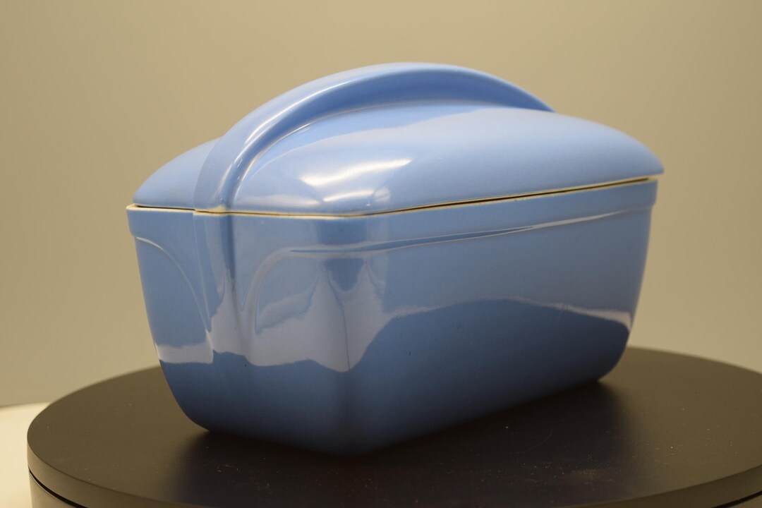 Vintage Hall Casserole Dish With Lid, Beautiful Blue Pottery Dish ...