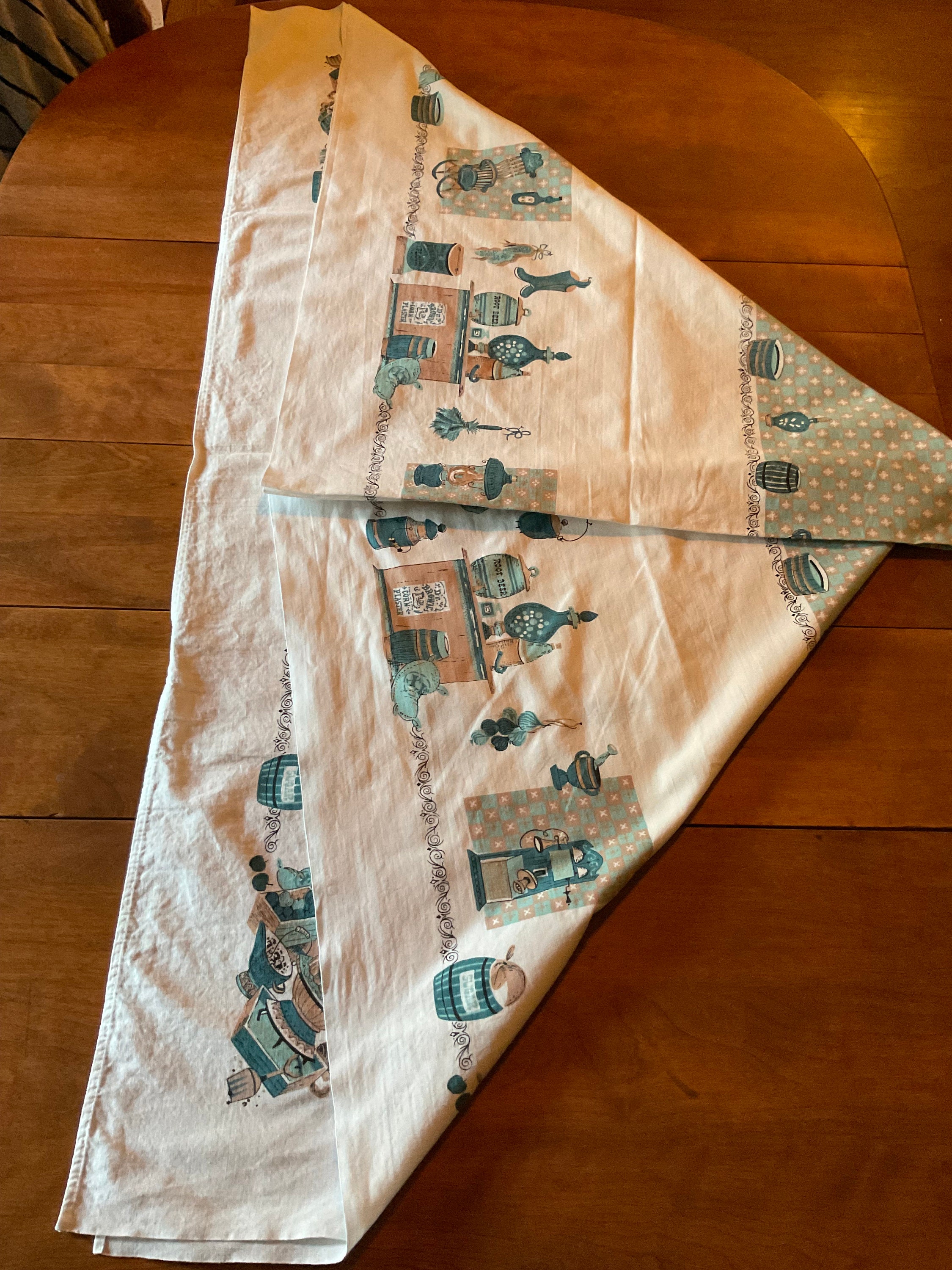 Vintage Tablecloth Great Graphics 1940's Pristine. - Etsy
