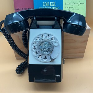 GTE Rotary Dial Telephone, Vintage Black and White Wall Phone. SALE ...