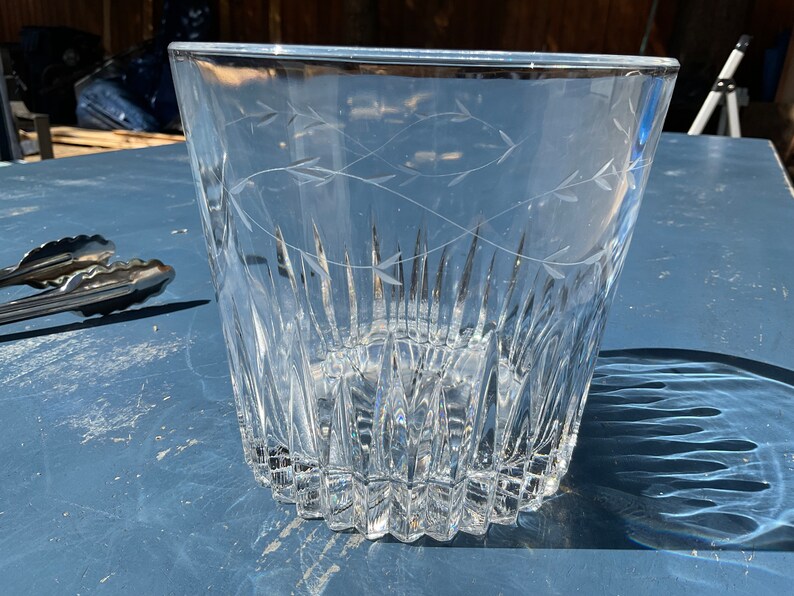 Crystal Cut Glass Etched Ice Bucket - Etsy