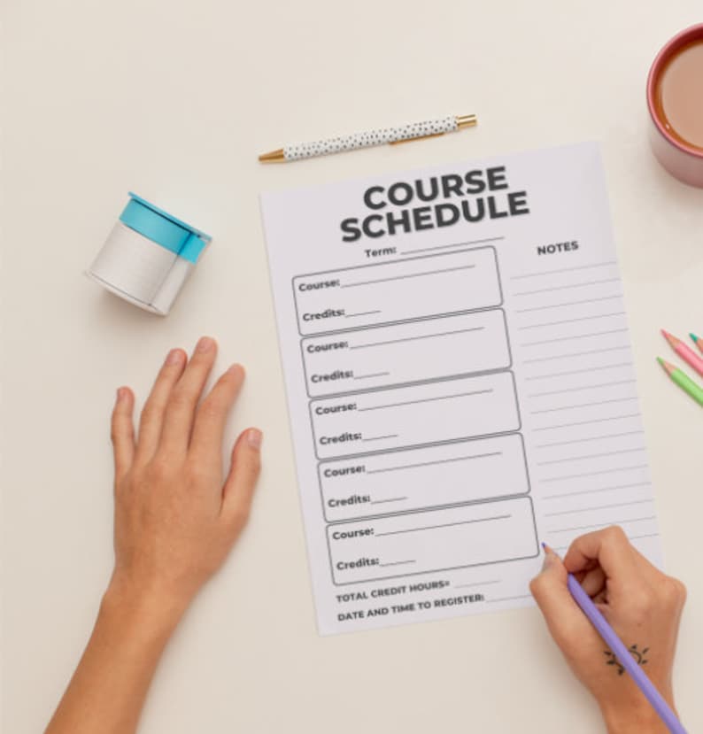 Register for Class, Instant Download, Planner for Courses - Etsy