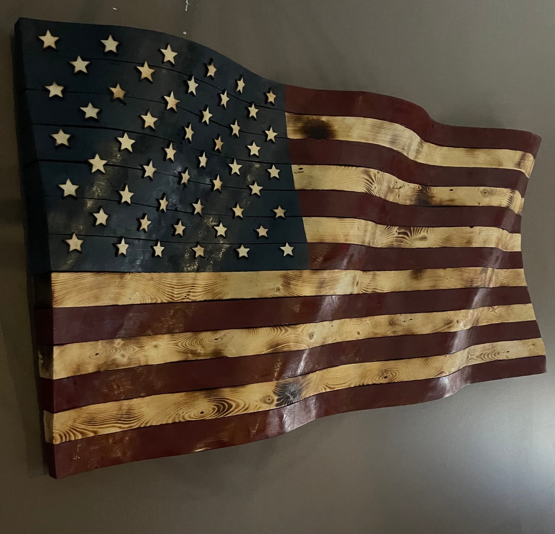 Hand Carved Wooden Flag - Etsy